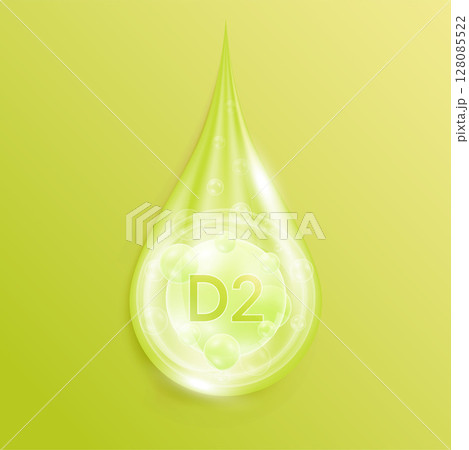 Serum drop water vitamin D2 green. Vitamins...のイラスト素材 [128085522] - PIXTA
