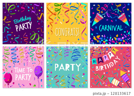 Cards invitation. Decorated placards or cards...のイラスト素材 [128133617] - PIXTA