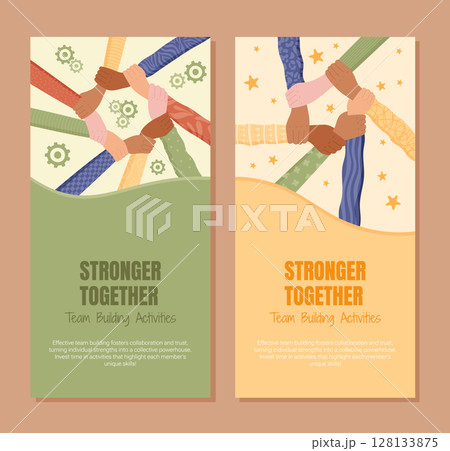 Colorful banner of diverse hands joining...のイラスト素材 [128133875] - PIXTA
