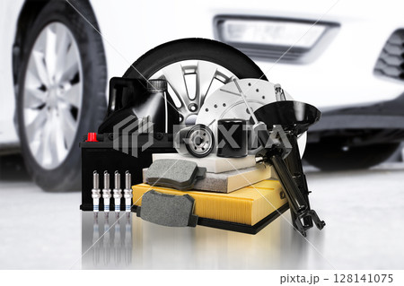 Car parts and auto maintenance spare parts,...の写真素材 [128141075] - PIXTA