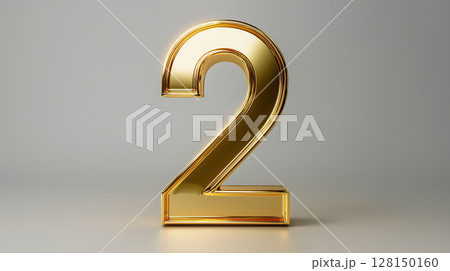 Gold metal number two displayed in 3D formatのイラスト素材 [128150160] - PIXTA