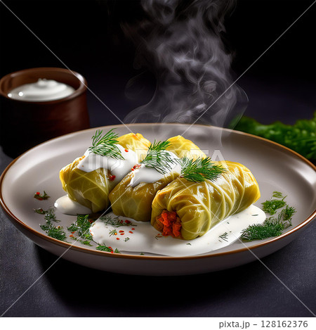 Beautifully Arranged Sarmale on Ceramic Plateのイラスト素材 [128162376] - PIXTA