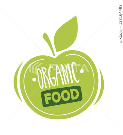 Organic food green apple labelのイラスト素材 [128164498] - PIXTA