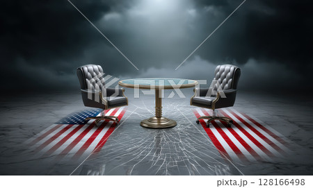 Trade war concept with two empty chairs and...のイラスト素材 [128166498] - PIXTA