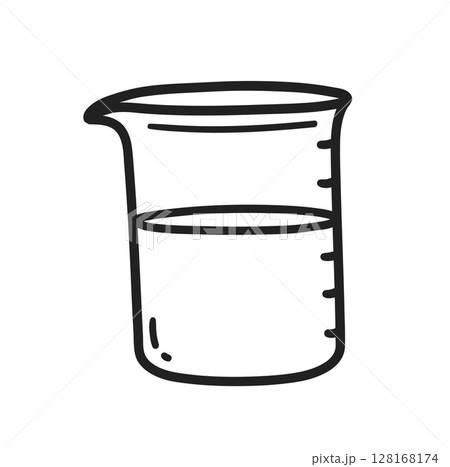 Beaker with liquid line art drawingのイラスト素材 [128168174] - PIXTA