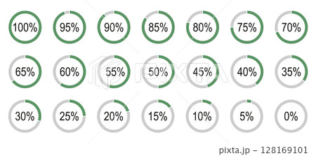 Percentage infographics elements. Green, grey...のイラスト素材 [128169101] - PIXTA