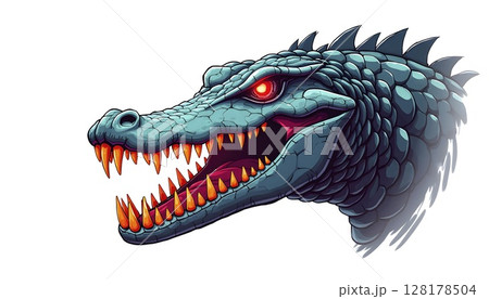 Cyber Gator Face Logo White Backgroundのイラスト素材 [128178504] - PIXTA