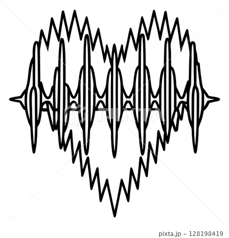 Heartbeat sound wave illustration in heart...のイラスト素材 [128198419] - PIXTA