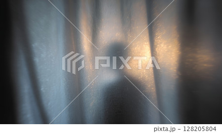 Silhouette of a person behind translucent...のイラスト素材 [128205804] - PIXTA