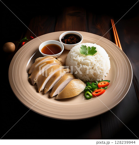Hainanese Chicken Rice A Savory Treasureのイラスト素材 [128239944] - PIXTA