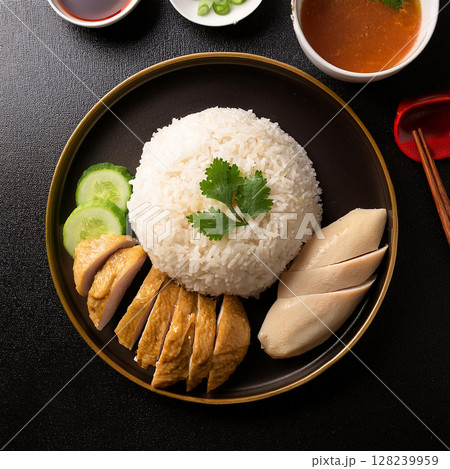 Hainanese Chicken Rice A Savory Treasureのイラスト素材 [128239959] - PIXTA