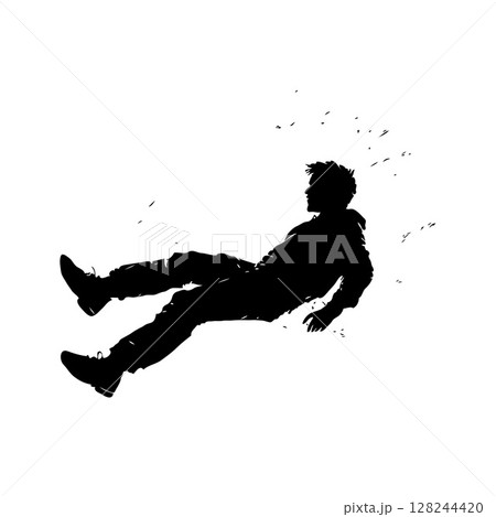 Black silhouette of a man falling in mid-air...のイラスト素材 [128244420] - PIXTA