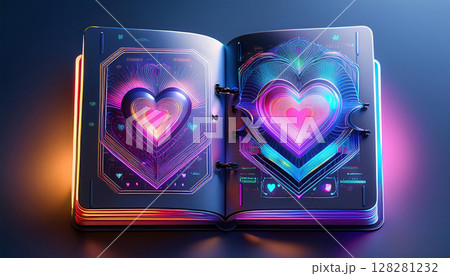 vibrant futuristic scrapbook featuring glowing...のイラスト素材 [128281232 ...