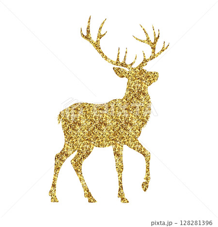 Golden deer silhouette made of golden glitter...のイラスト素材 [128281396] - PIXTA