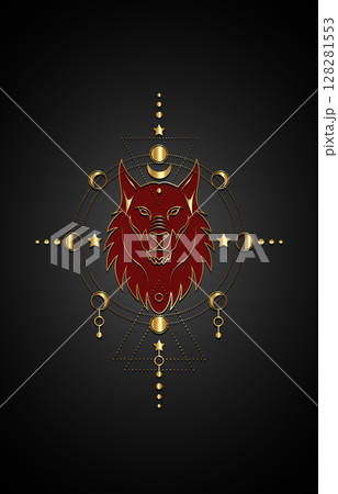 Mythological red wolf or mystical Fenrir on...のイラスト素材 [128281553] - PIXTA