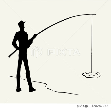 Vector drawing. Man catching fishのイラスト素材 [128282242] - PIXTA
