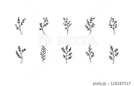 Line Art Flower Stems. A set of simple flower...のイラスト素材 [128287517] - PIXTA