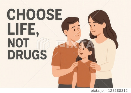 Anti drug awareness illustration with a family...のイラスト素材 [128288812 ...