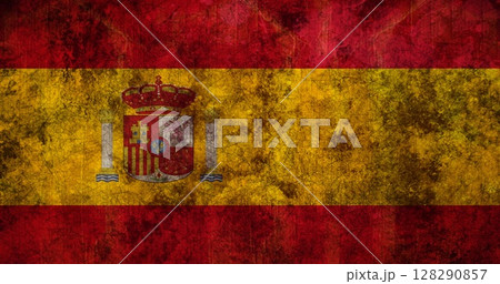 Image of Spanish flag with distressed pattern...のイラスト素材 [128290857] - PIXTA