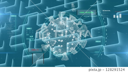Image of covid 19 cell data processing and...のイラスト素材 [128291524] - PIXTA