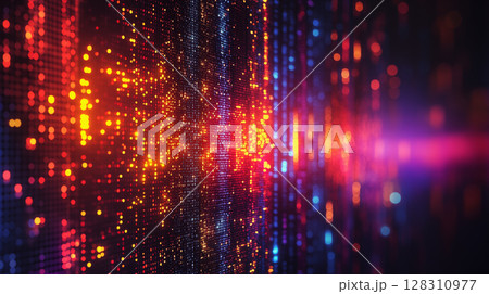 Digital matrix pattern with colorful light...のイラスト素材 [128310977] - PIXTA