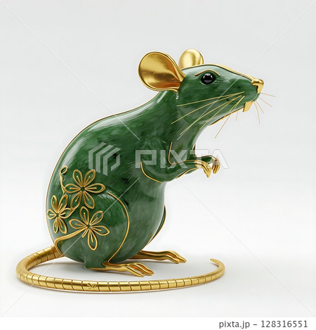 3D Renders Elegant Jade Rat Sculpture with...のイラスト素材 [128316551] - PIXTA
