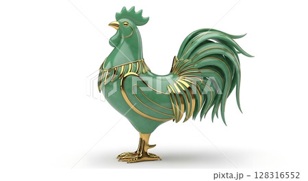 3D Renders Elegant Jade Rooster Figurine with...のイラスト素材 [128316552] - PIXTA