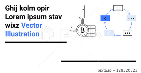 Bitcoin symbol connected to circuits, flow of...のイラスト素材 [128320523] - PIXTA