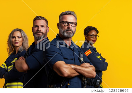 Diverse group of paramedics and firefighters...のイラスト素材 [128326695] - PIXTA