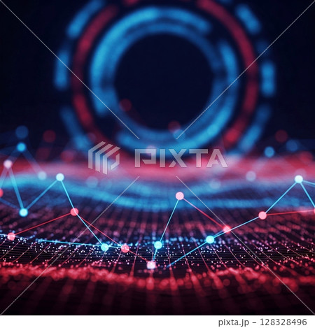 Abstract Data Network with Glowing Points and...のイラスト素材 [128328496] - PIXTA