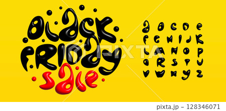 Black Friday 3D alphabet, ink blot letters,...のイラスト素材 [128346071] - PIXTA