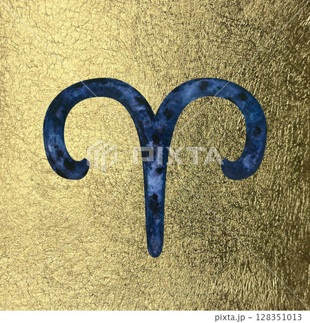 Blue Aries zodiac symbol with starry sky...のイラスト素材 [128351013] - PIXTA