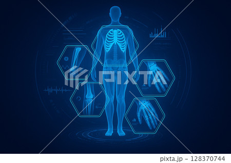 AI generated digital scan of human skeleton...のイラスト素材 [128370744] - PIXTA