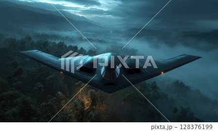 Stealth aircraft with alien like contours...のイラスト素材 [128376199] - PIXTA