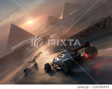 Racing Through Time Formula Cars Speed Past...のイラスト素材 [128398441] - PIXTA