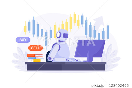 Artificial intelligence, robot trader. Trading...のイラスト素材 [128402496 ...
