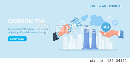 Businessman Paying Carbon tax. GHG Payment as...のイラスト素材 [128404152] - PIXTA
