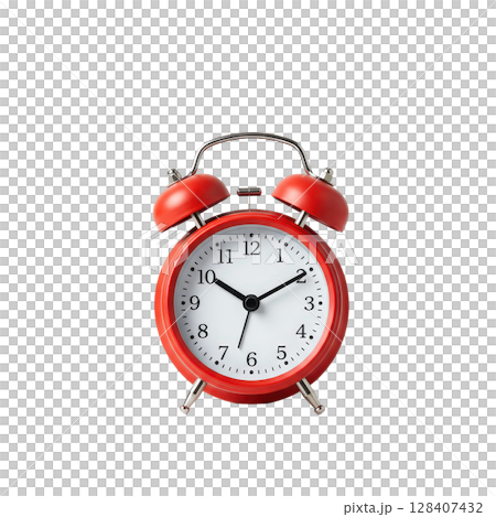Bright red twin bell alarm clock with a classic...のイラスト素材 [128407432 ...