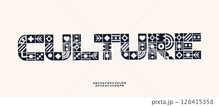 Tribal ethnic decorative font, folk pattern...のイラスト素材 [128415358] - PIXTA