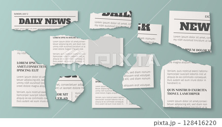 Torn newspaper fragmentsのイラスト素材 [128416220] - PIXTA