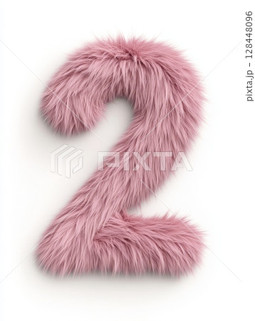 Soft pink number two features a fluffy texture,...のイラスト素材 [128448096 ...