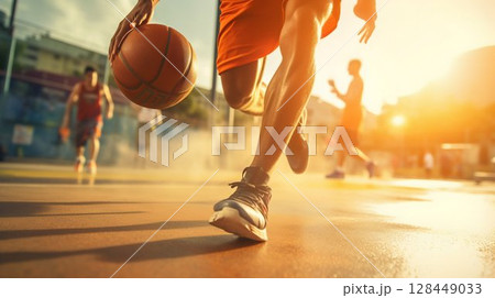 Street Basketball Player Mastering Dribbling...のイラスト素材 [128449033] - PIXTA