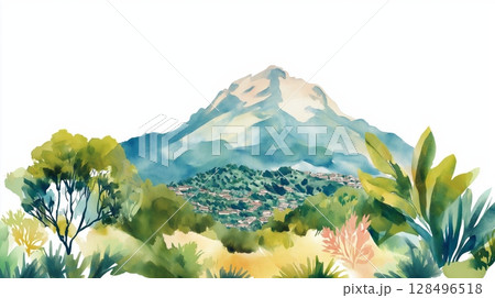 Monserrate Mountain. Monserrate Mountain hand...のイラスト素材 [128496518] - PIXTA