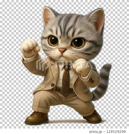 Businessman cat - fighting pose - Stock Illustration [128529299] - PIXTA