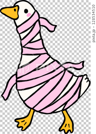 Cute Halloween Silly Goose doodle spooky mummy...のイラスト素材 [128534510 ...