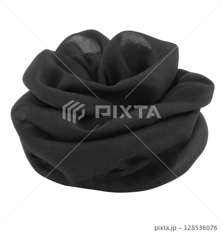 Black, sheer fabric scrunchie with delicate,...のイラスト素材 [128536076] - PIXTA