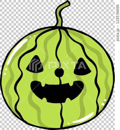 Cute Spooky watermelon Summerween Halloween...のイラスト素材 [128536606] - PIXTA