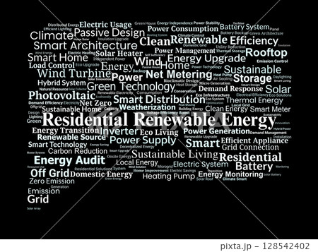 Residential Renewable Energy Word Cloud. Key...のイラスト素材 [128542402] - PIXTA