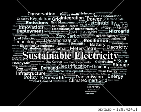Sustainable Electricity Word Cloud. Core...のイラスト素材 [128542411] - PIXTA