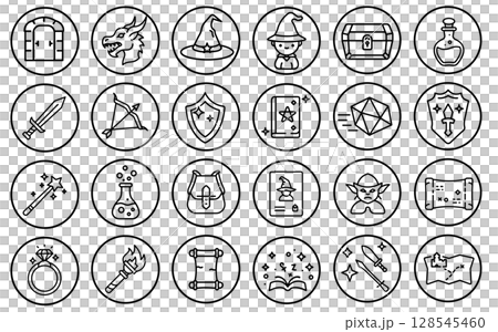 RPG fantasy game icons. Medieval adventure...のイラスト素材 [128545460] - PIXTA